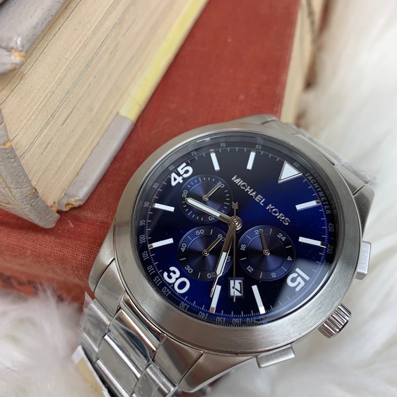 Michael Kors | Accessories | Michael Kors Blue And Silver Chronograph ...